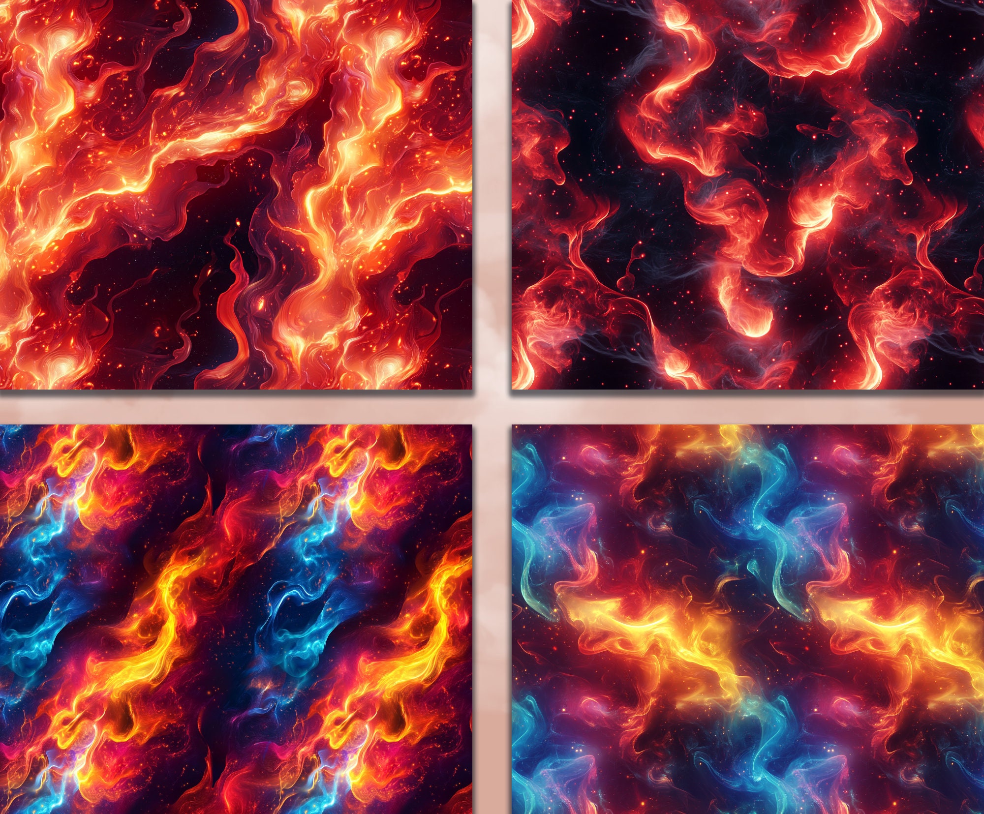 Colorful Neon Fire Digital Paper Fire Background Rainbow Fire Texture ...