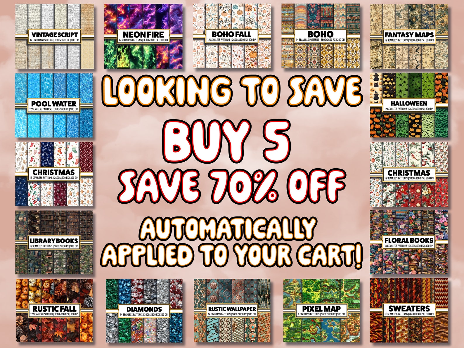 Animal Print Digital Paper Safari Seamless Pattern Including Tigers ...