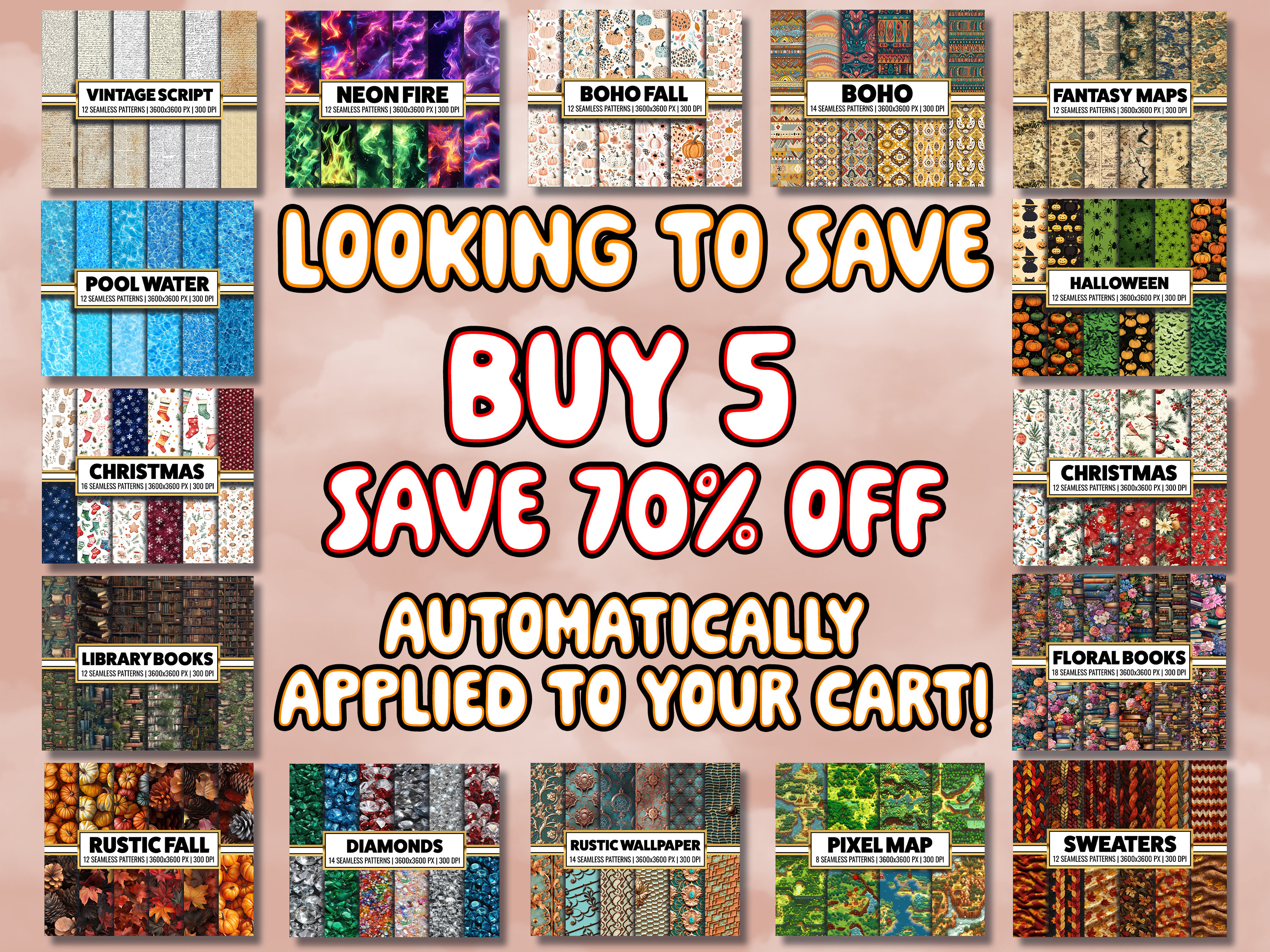 Animal Print Digital Paper Safari Seamless Pattern Including Tigers ...