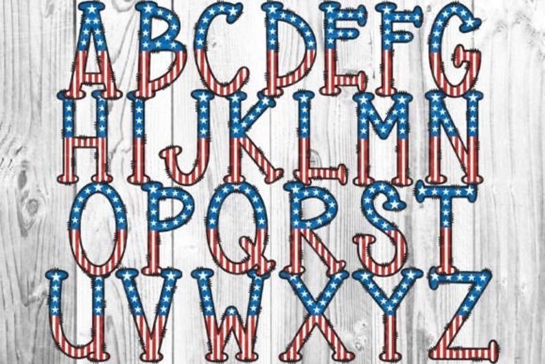 Patriotic Doodle Alphabet PNG - Etsy