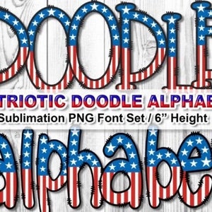Patriotic Doodle Alphabet PNG - Etsy