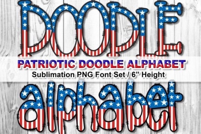 Patriotic Doodle Alphabet PNG - Etsy