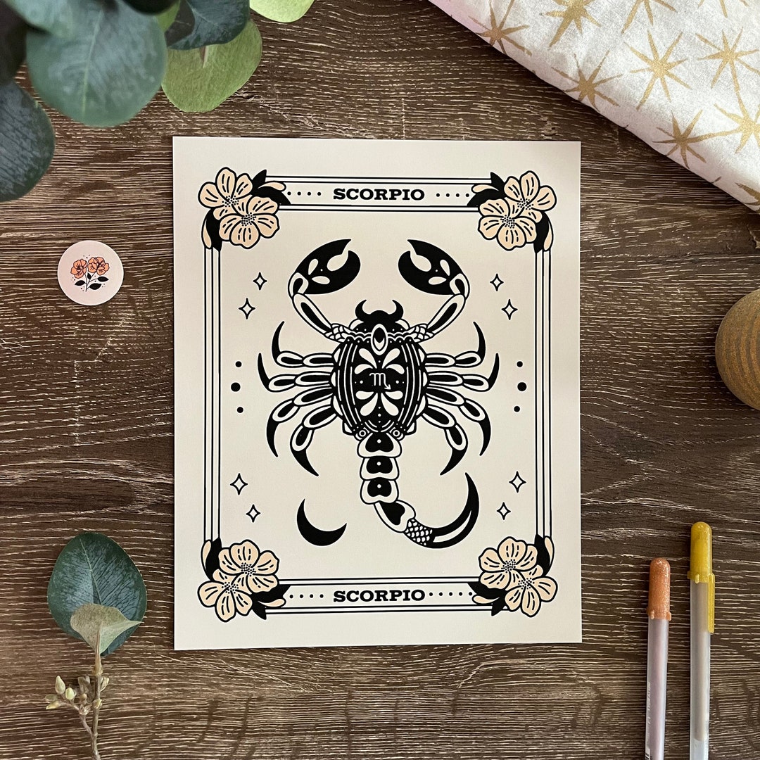 Scorpio Art Print, Zodiac Star Sign Wall Art, Witchy Wall Decor, Tarot ...