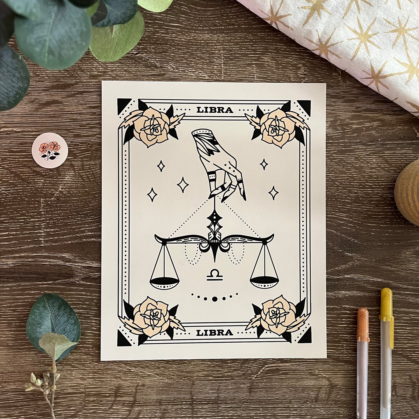 Libra Art Print, Zodiac Star Sign Wall Art, Witchy Wall Decor, Tarot ...