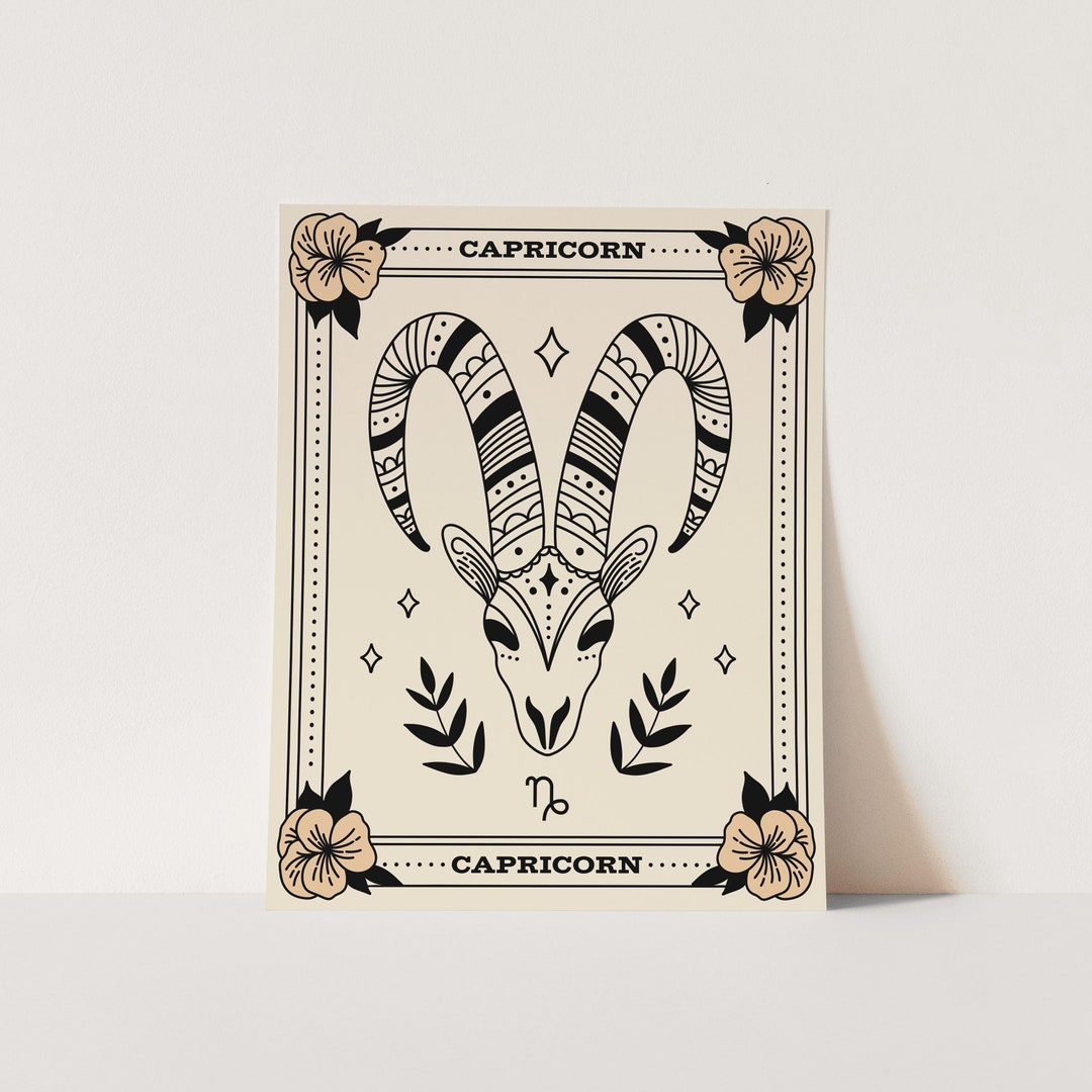 Capricorn Art Print, Zodiac Star Sign Wall Art, Witchy Wall Decor ...