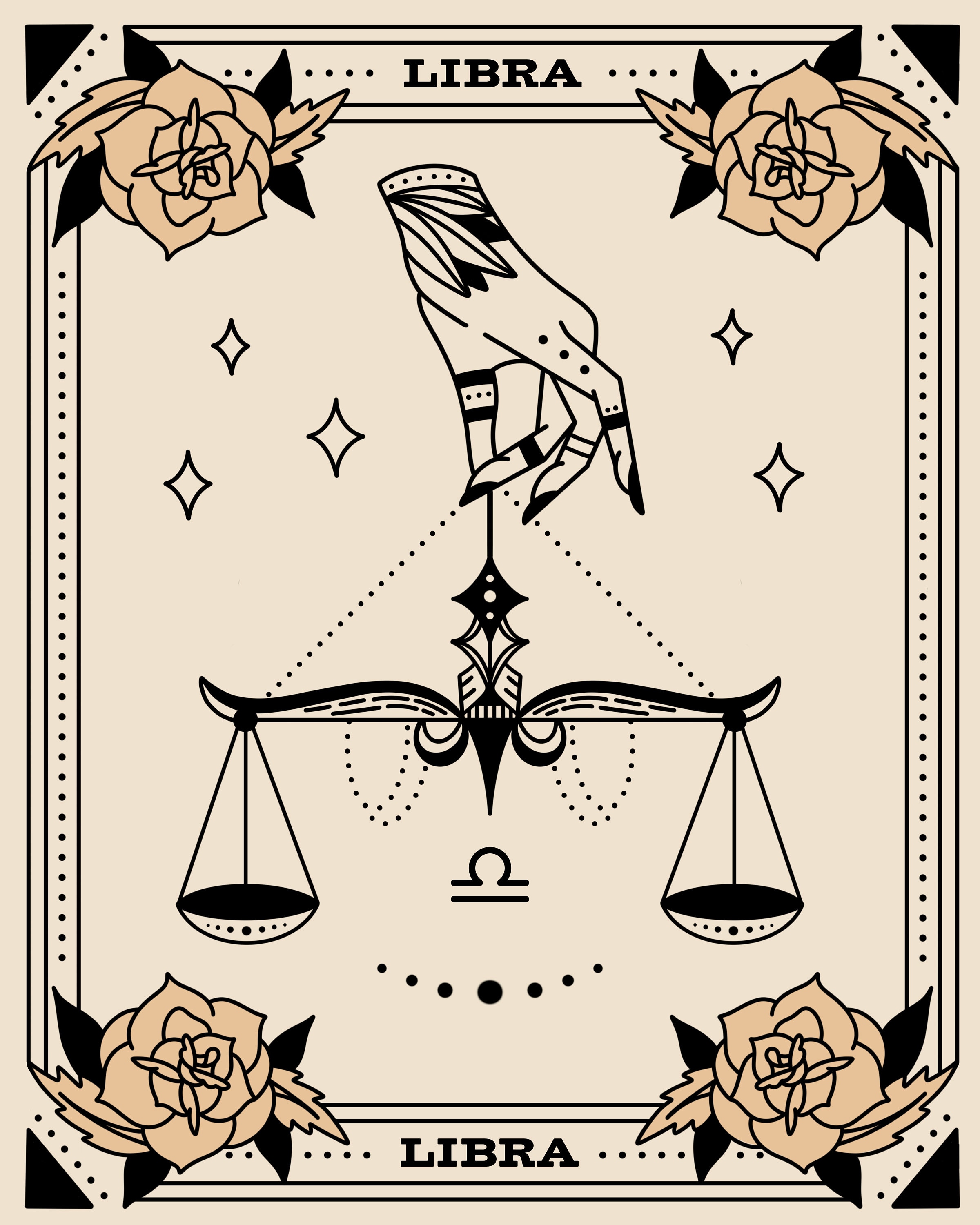 Libra Art Print, Zodiac Star Sign Wall Art, Witchy Wall Decor, Tarot ...