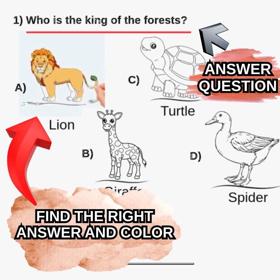 Kids Printable Animal Quiz Coloring Pages - Fun Educational Q&A ...