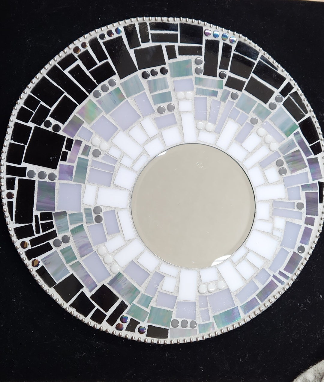 Mosaic Mirror - Neutral Tones Functional Wall Art With Hand Cut Stained ...