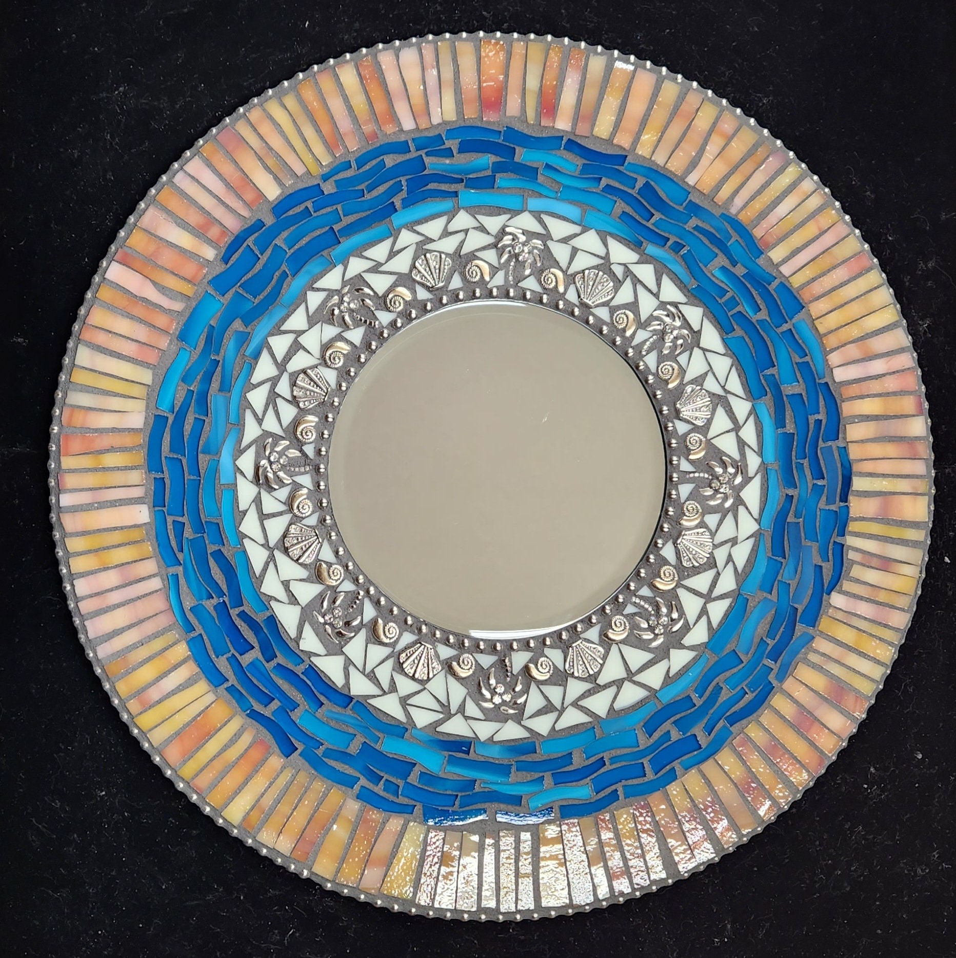 Mosaic Mirror Tropical Themed Functional Wall Art With Hand Cut Stained ...