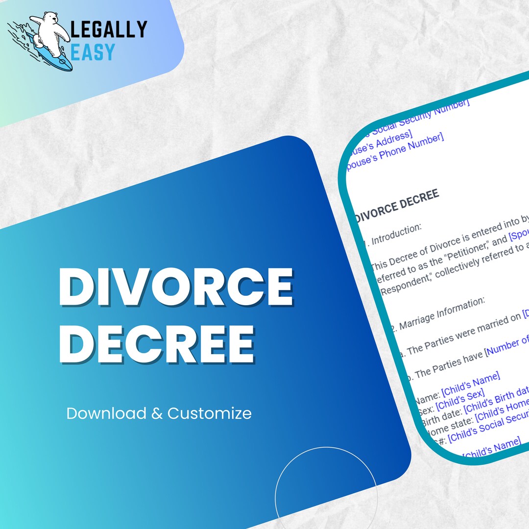 Divorce Decree. Download, Edit, and Customize This File to Meet Your ...