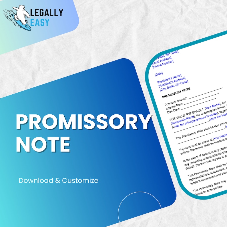 Promissory Note. Download, Edit, and Customize This File to Meet Your ...