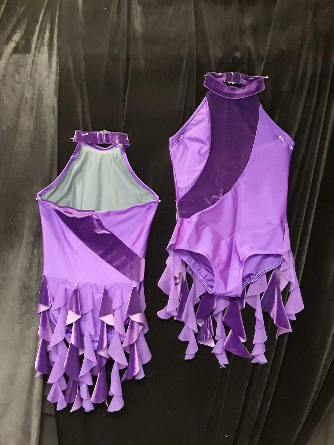 Purple Dance Costume/leotard With Spiral Ruffle Bustle - Etsy