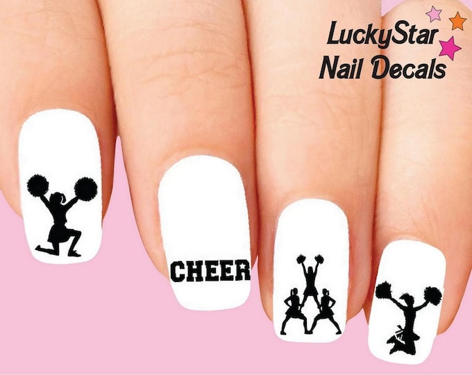 Nail Decals Nail Tattoos Set of 20 Cheerleading Cheer Silhouette ...