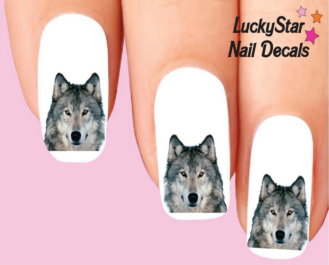 Nail Decals Nail Tattoos Set of 20 - Grey Wolf - Etsy