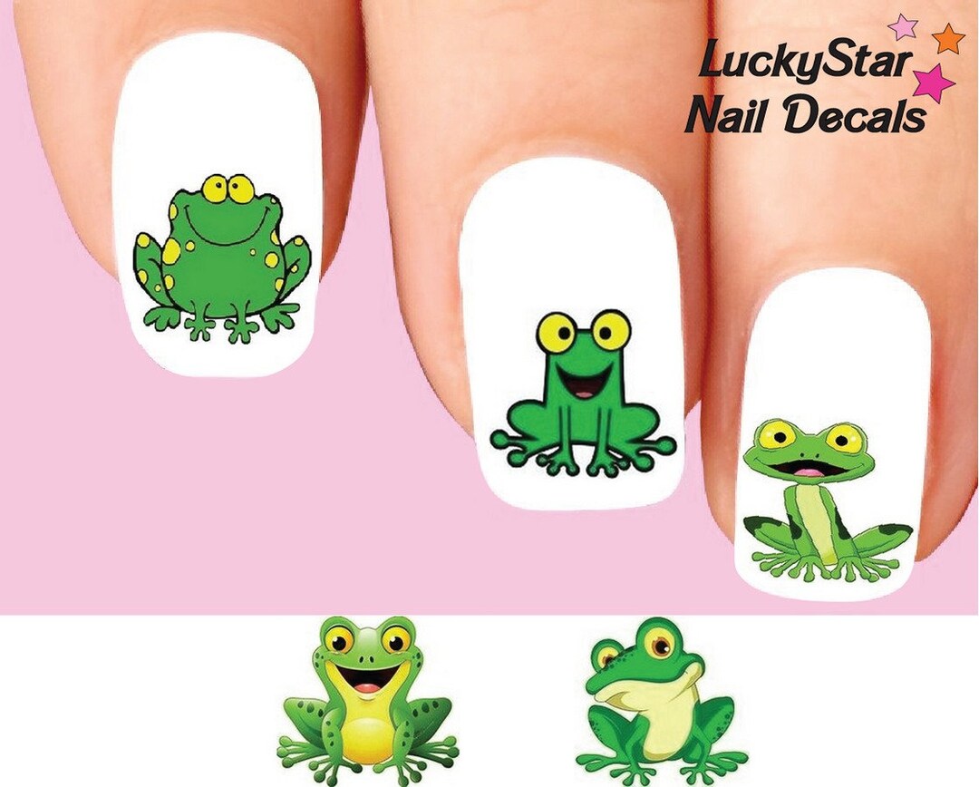 Nail Decals Nail Tattoos Set of 20 - Frog Green Assorted - Etsy