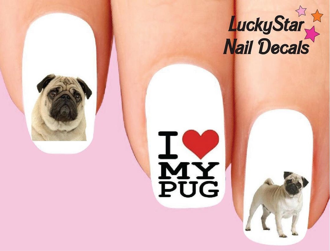 Nail Decals Nail Tattoos Set of 20 - Pug Assorted - Etsy