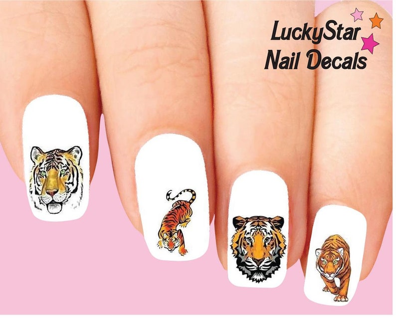 Nail Decals Nail Tattoos Set of 20 - Tiger Assorted - Etsy