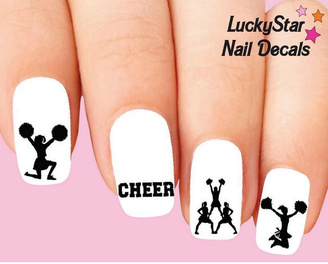 Nail Decals Nail Tattoos Set of 20 - Cheerleading Cheer Silhouette ...