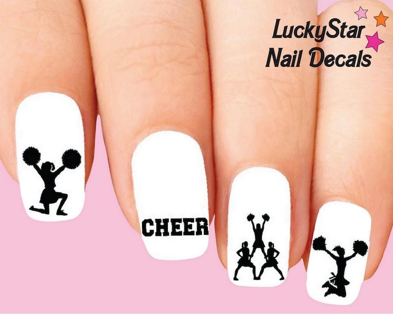 Nail Decals Nail Tattoos Set of 20 - Cheerleading Cheer Silhouette ...