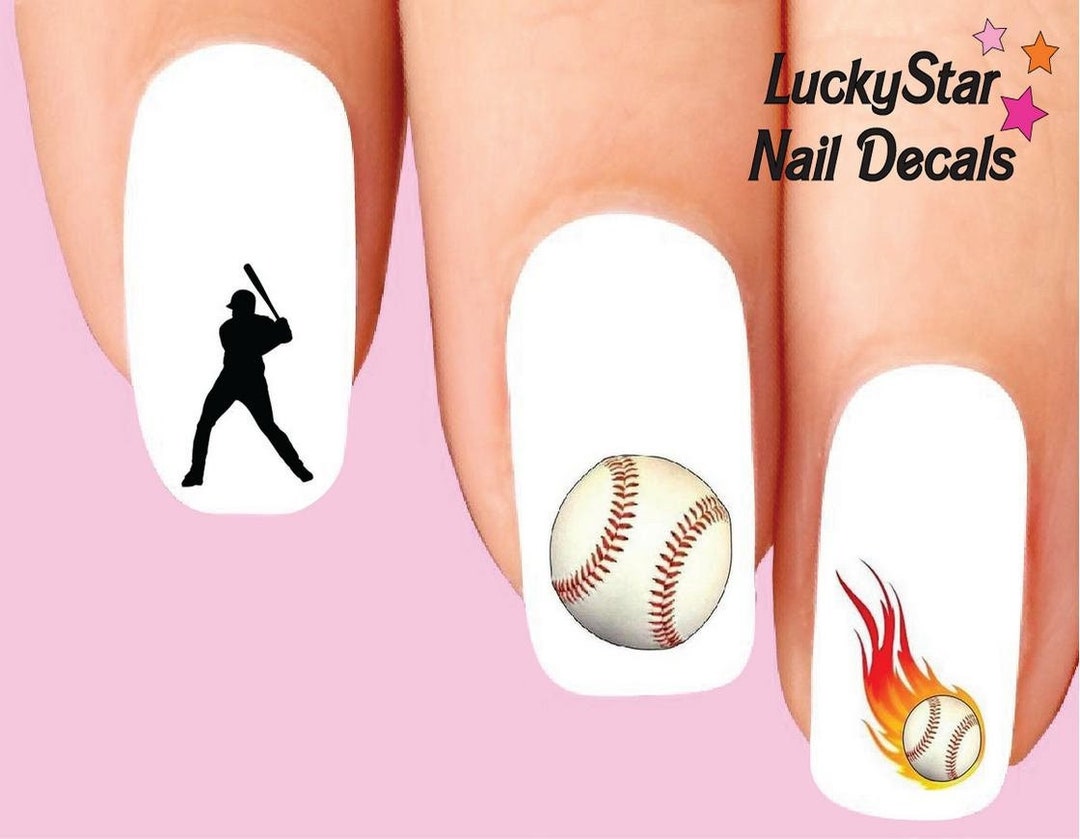 Nail Decals Nail Tattoos Set of 20 - Baseball Player Assorted - Etsy
