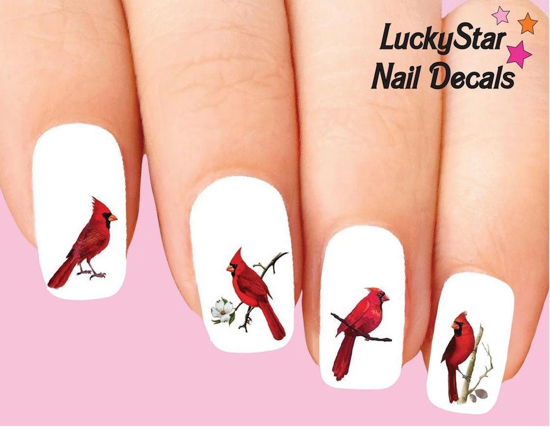 Nail Decals Nail Tattoos Set of 20 - Red Cardinals Assorted - Etsy
