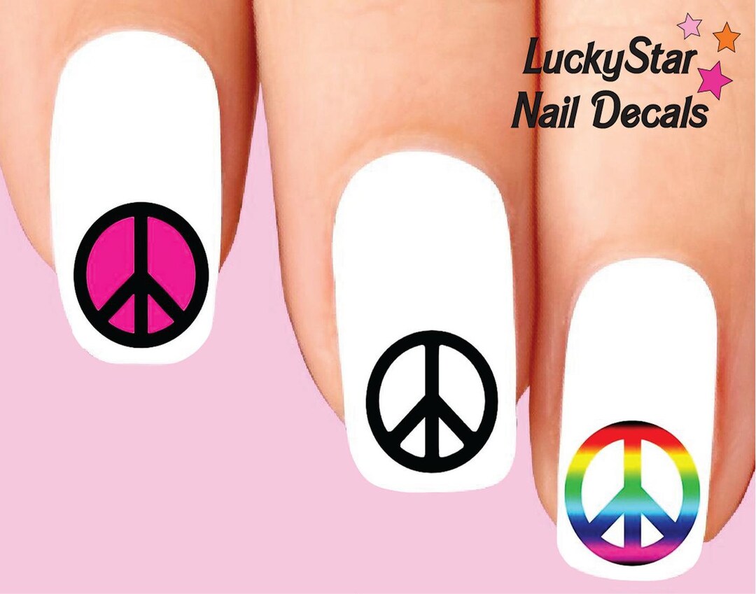 Nail Decals Nail Tattoos Set of 20 - Peace Sign Assorted - Etsy