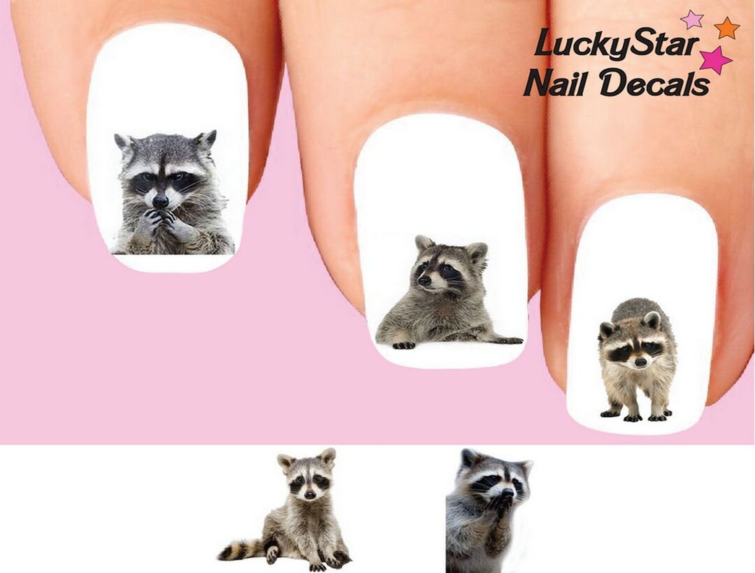 Nail Decals Nail Tattoos Set of 20 - Raccoon Assorted - Etsy
