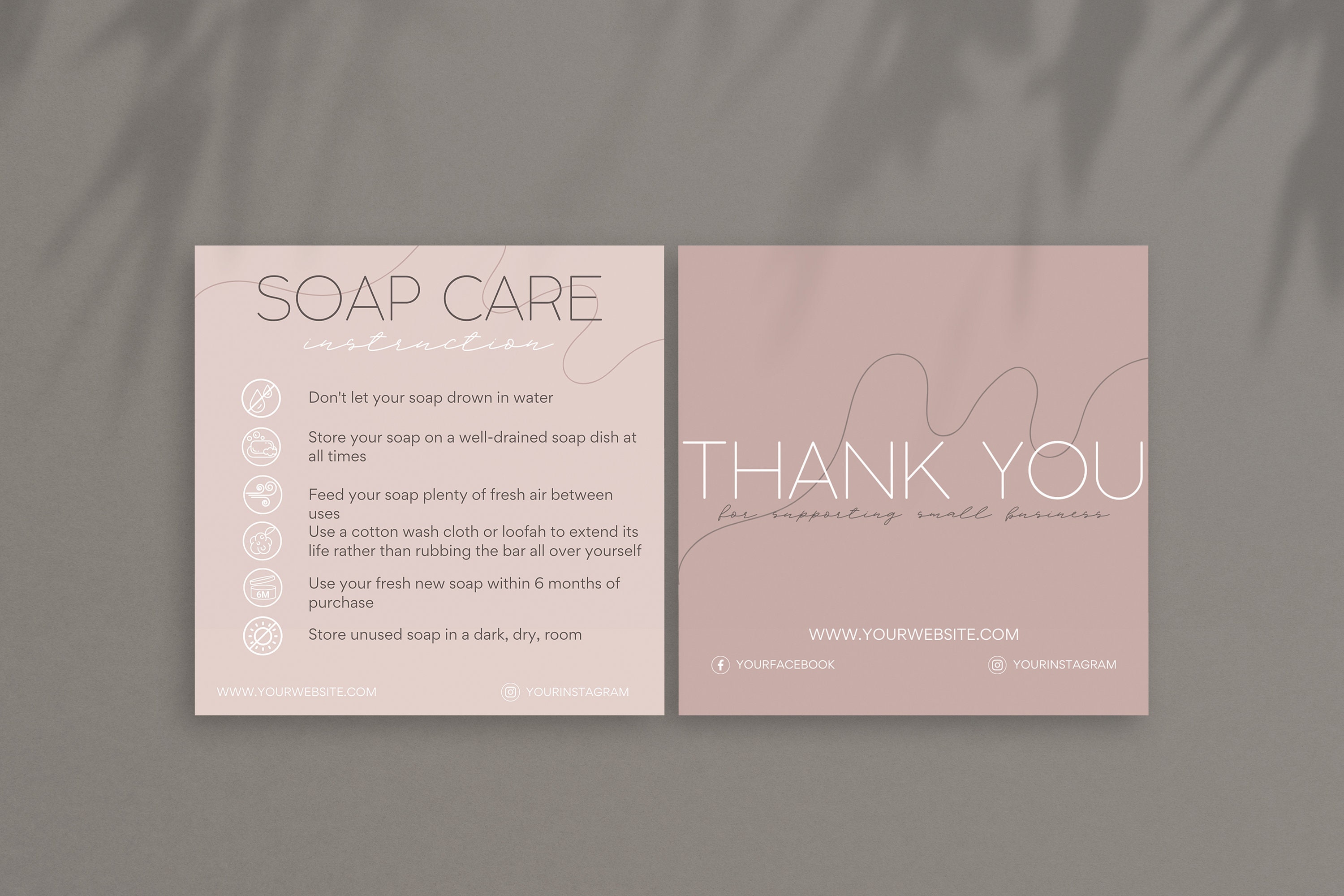 Soap Care Card Template Instruction Editable in Canva - Etsy