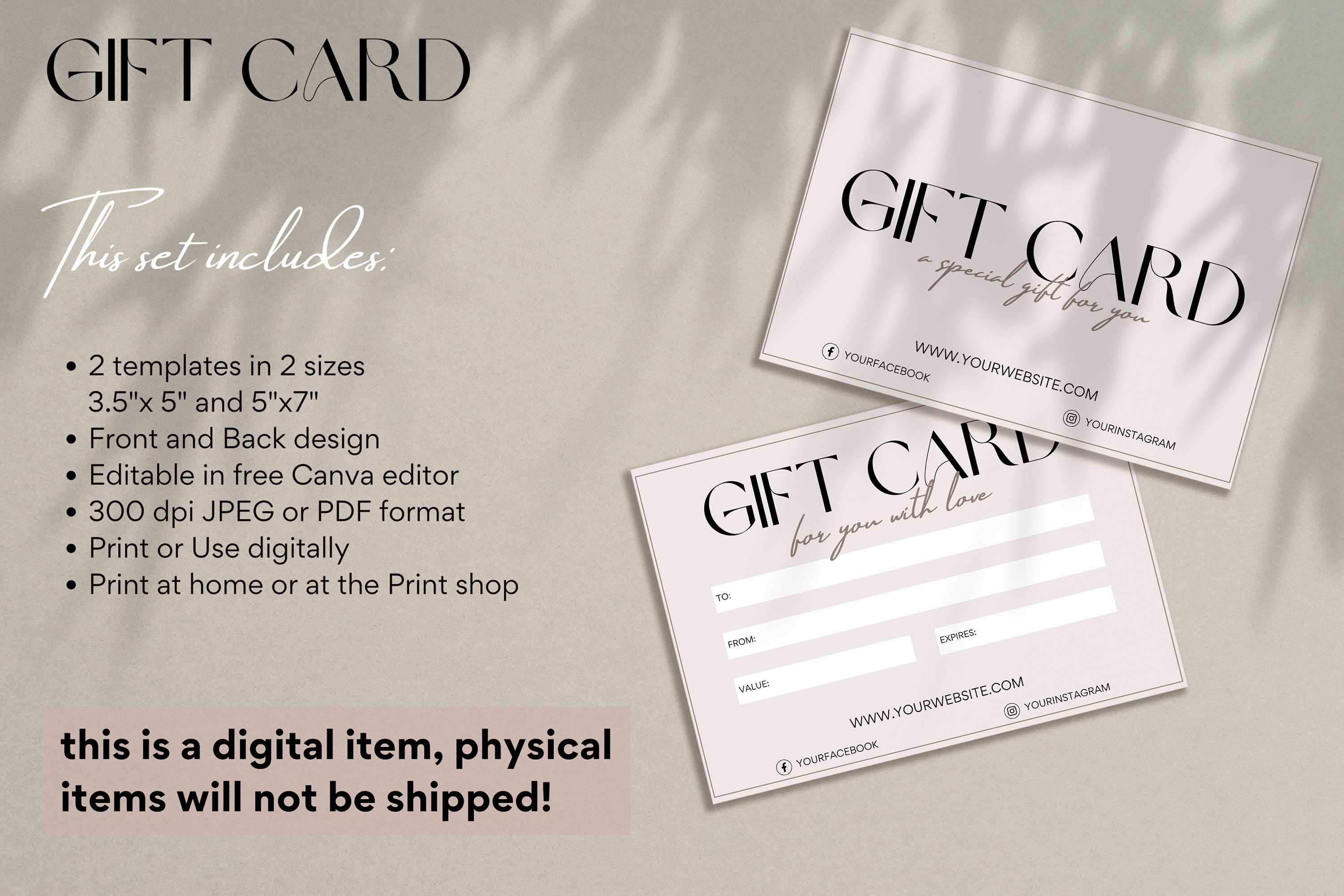 Gift Certificate Template Printable Gift Voucher Template - Etsy
