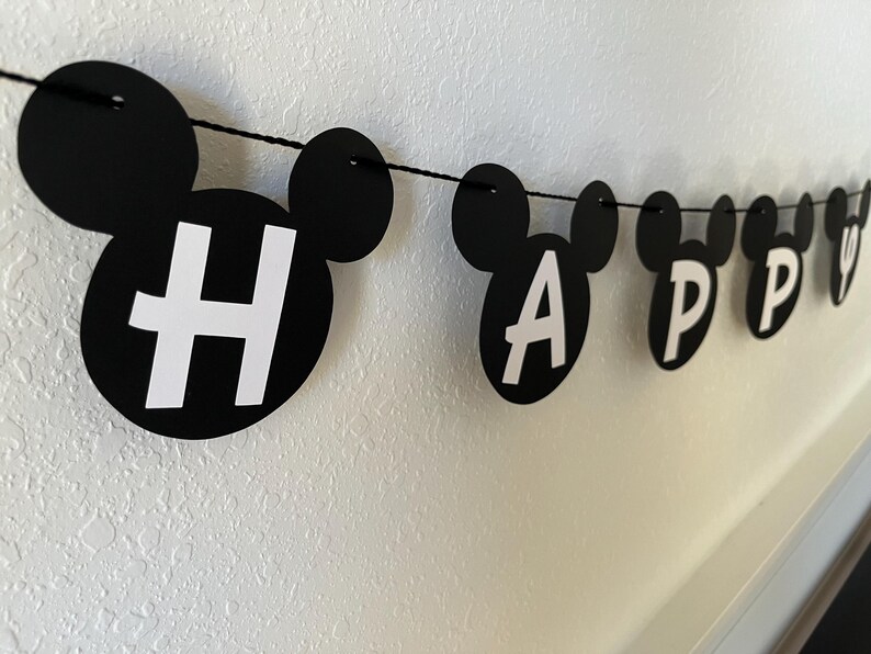 Mickey Mouse Banner, Modern Mickey Mouse Decor, Disney Birthday Banner ...