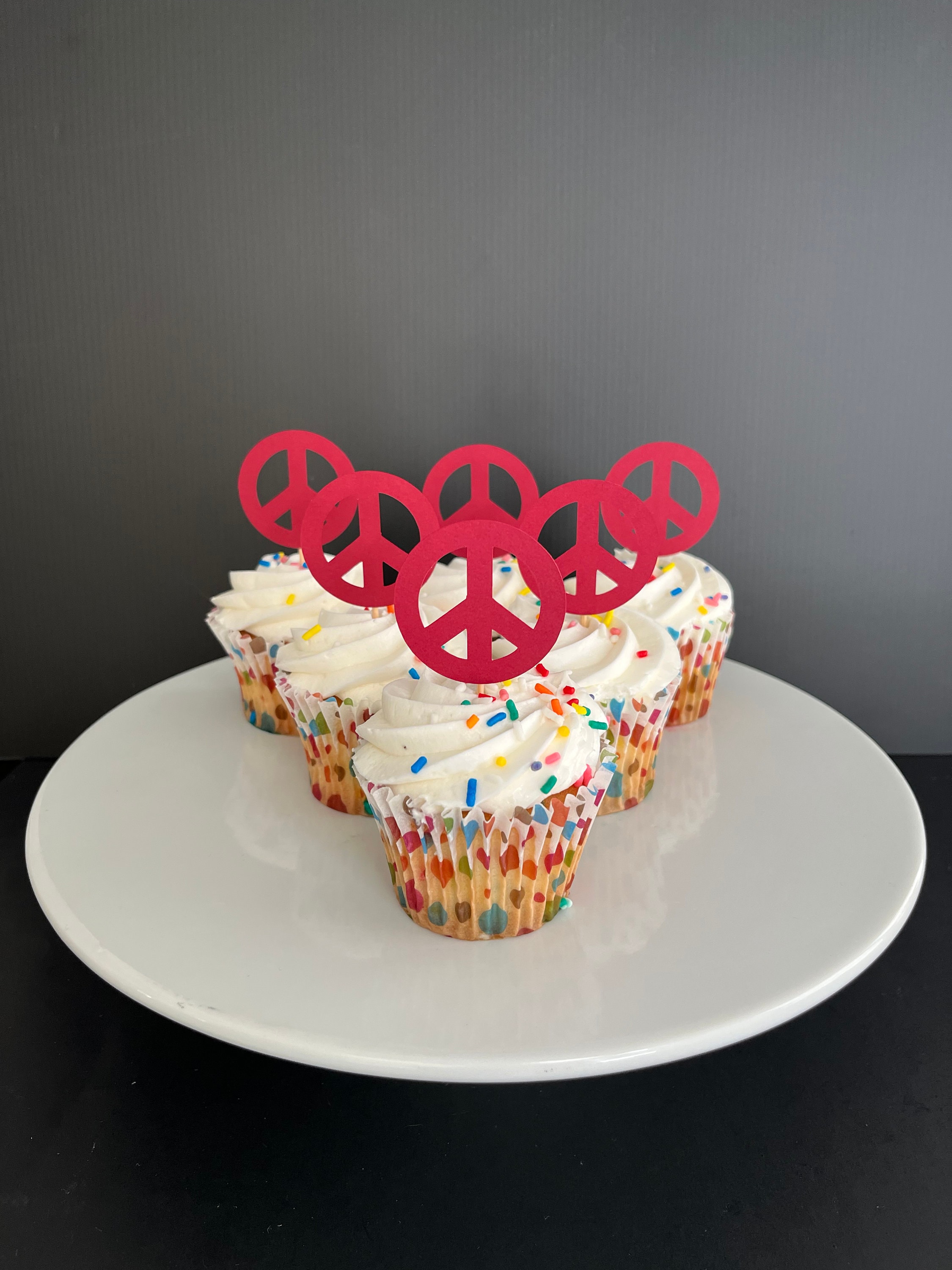 Peace Sign Cupcake Toppers, Groovy Cupcake Toppers, Party Decorations ...