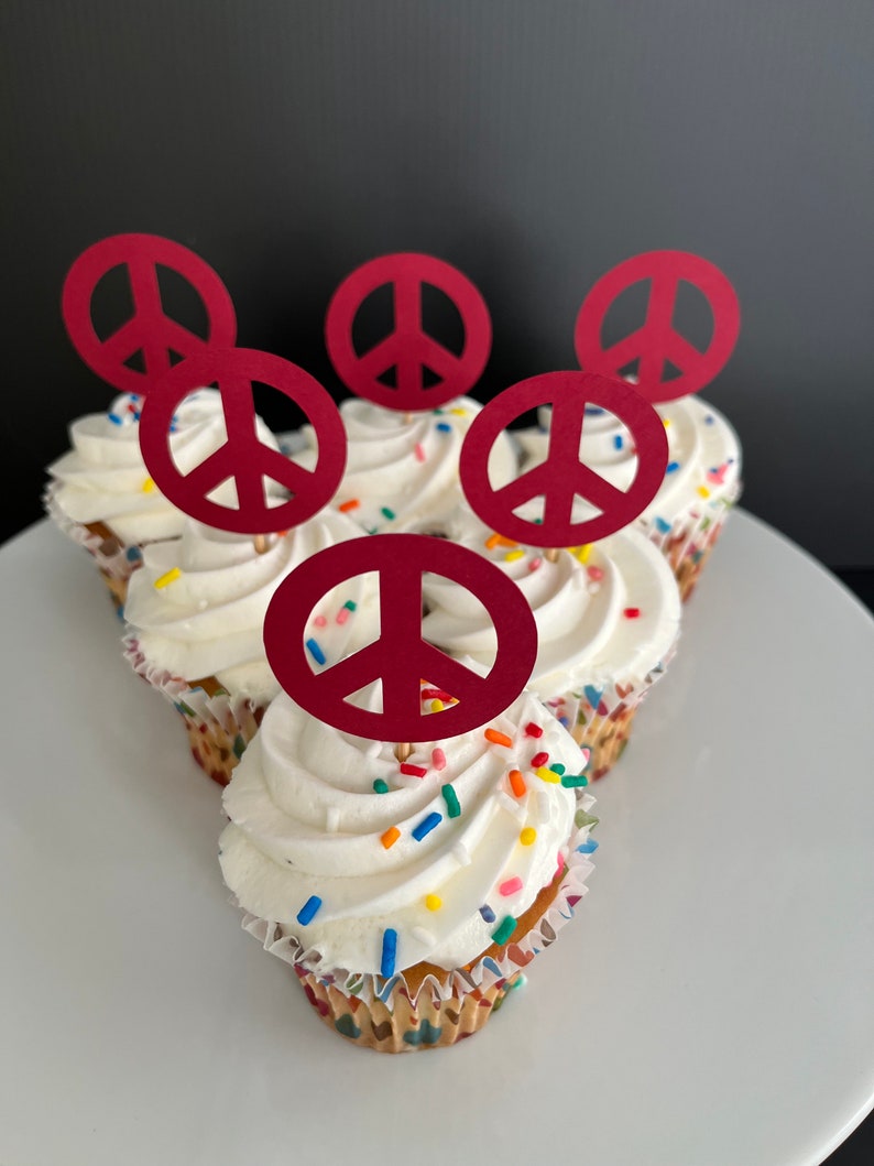 Peace Sign Cupcake Toppers, Groovy Cupcake Toppers, Party Decorations ...
