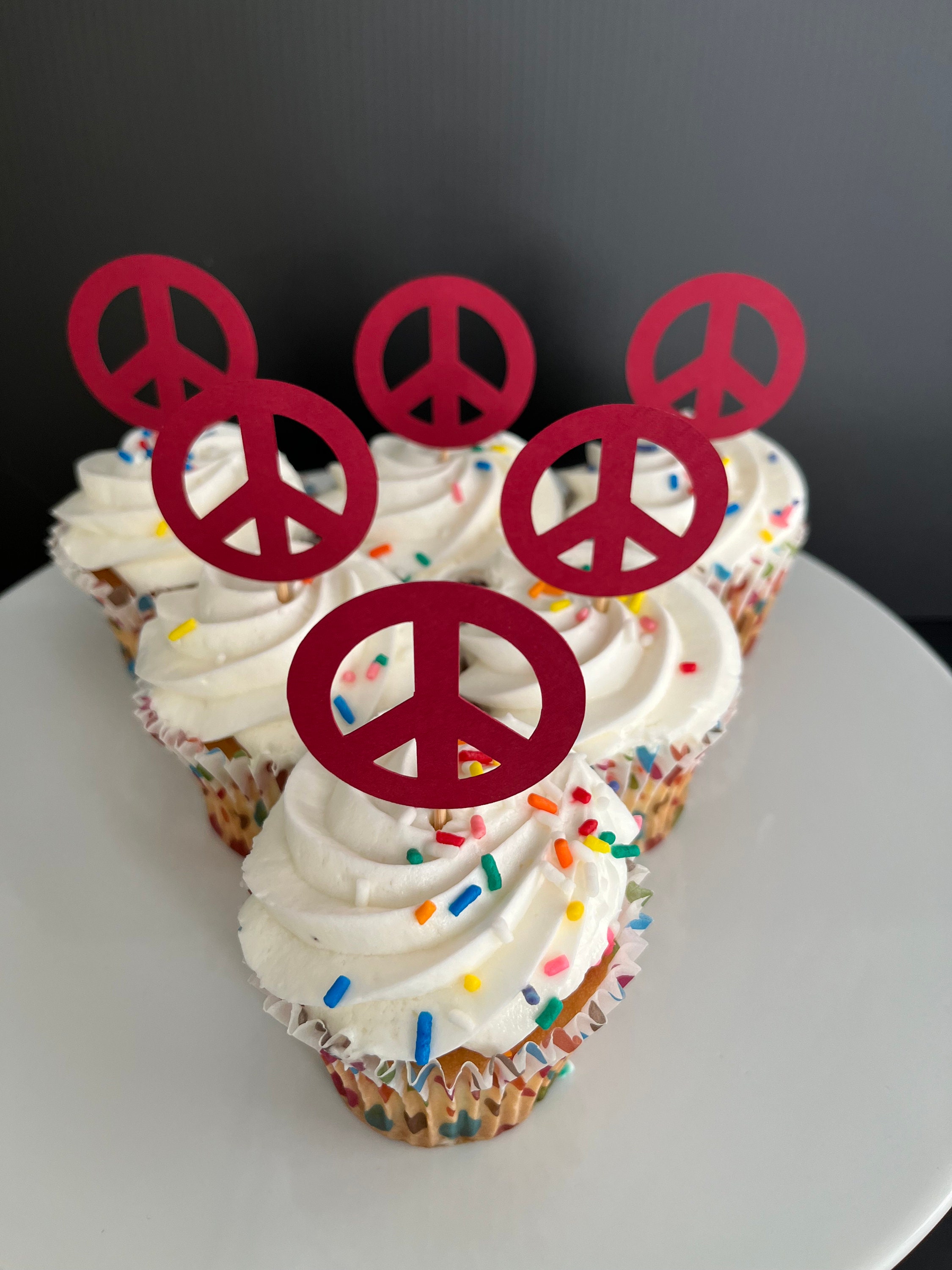 Peace Sign Cupcake Toppers, Groovy Cupcake Toppers, Party Decorations ...