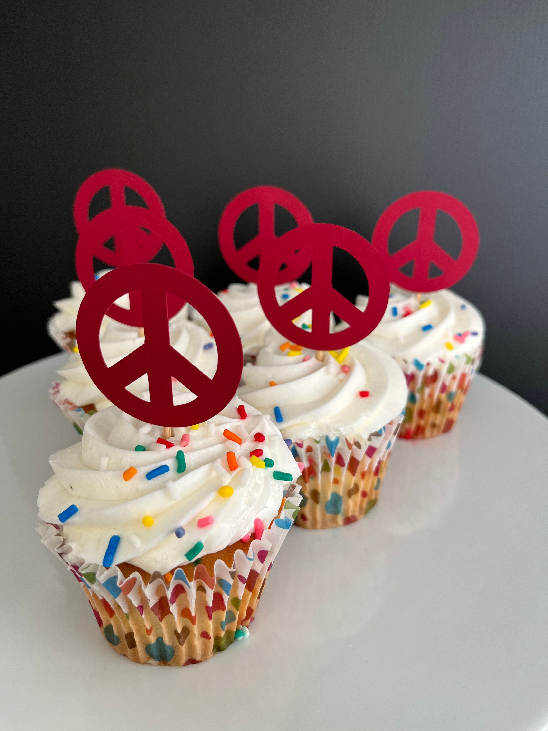 Peace Sign Cupcake Toppers, Groovy Cupcake Toppers, Party Decorations ...
