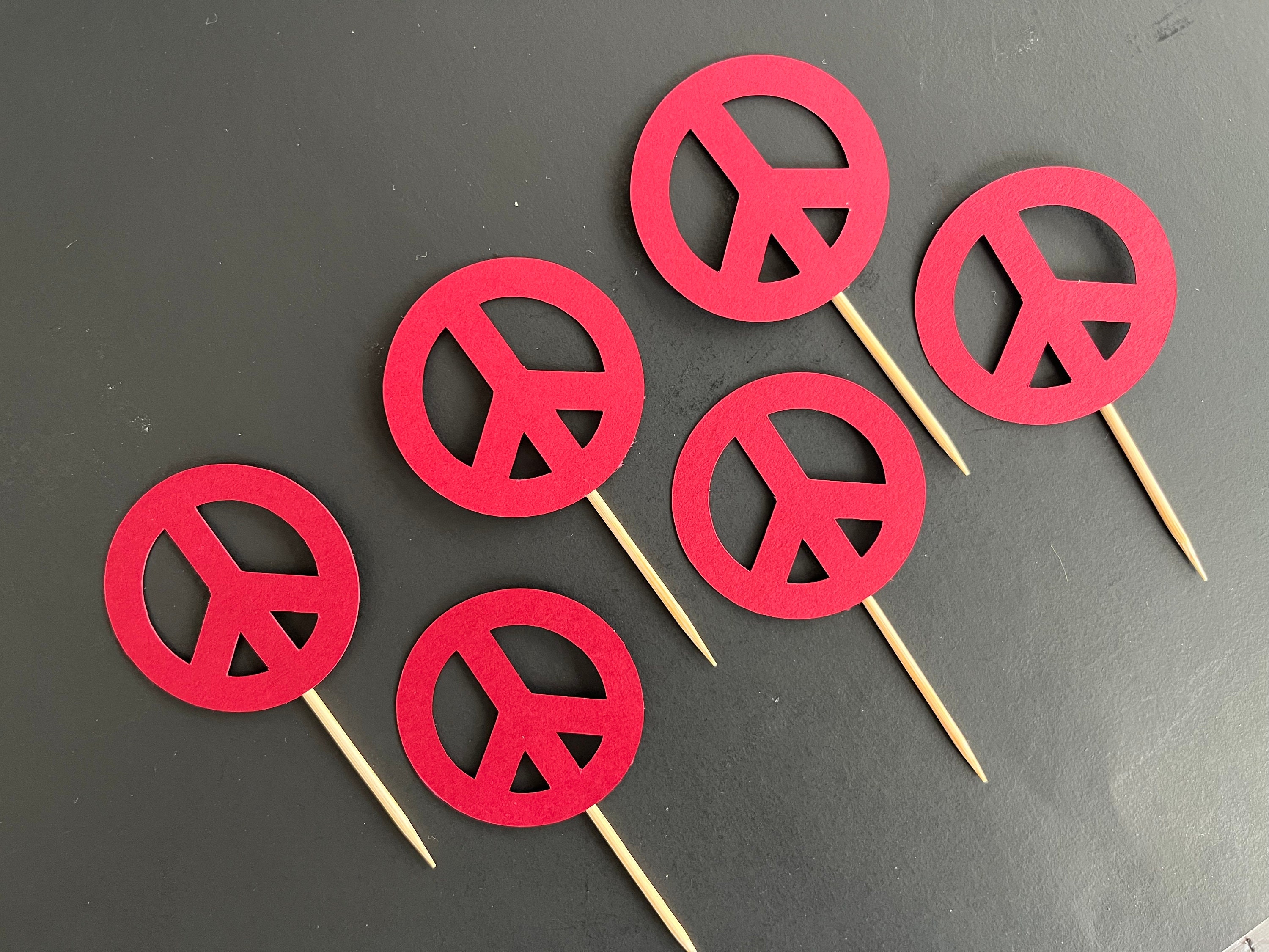 Peace Sign Cupcake Toppers, Groovy Cupcake Toppers, Party Decorations ...