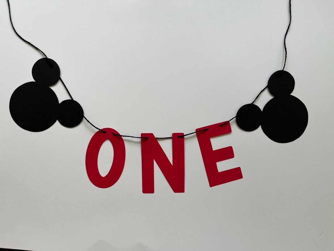 Mickey Mouse, High Chair Banner, Mickey Head Banner, Smash Cake Banner ...