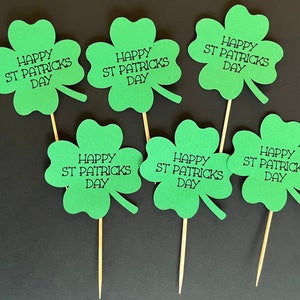 St Patrick's Day Cupcake Toppers, Four Leaf Clover Cupcake Toppers ...