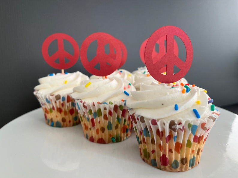 Peace Sign Cupcake Toppers, Groovy Cupcake Toppers, Party Decorations ...