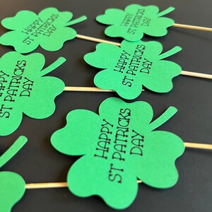 St Patrick's Day Cupcake Toppers, Four Leaf Clover Cupcake Toppers ...