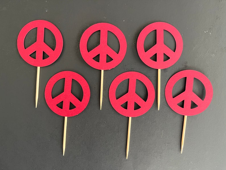 Peace Sign Cupcake Toppers, Groovy Cupcake Toppers, Party Decorations ...