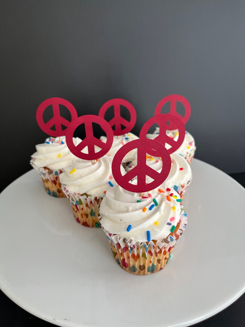 Peace Sign Cupcake Toppers, Groovy Cupcake Toppers, Party Decorations ...