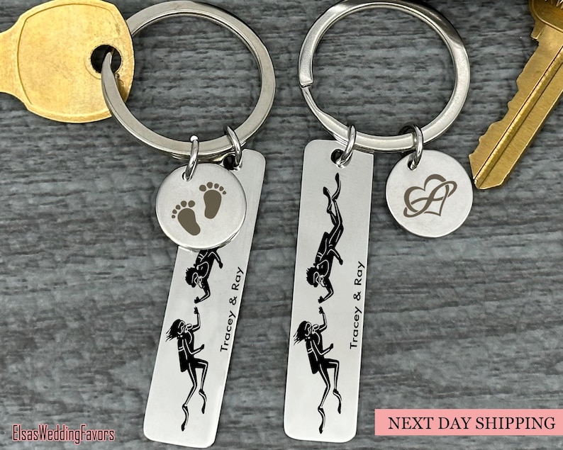 Personalized Scuba Diving Keychain: Engraved Diver Couple Keyring - Etsy