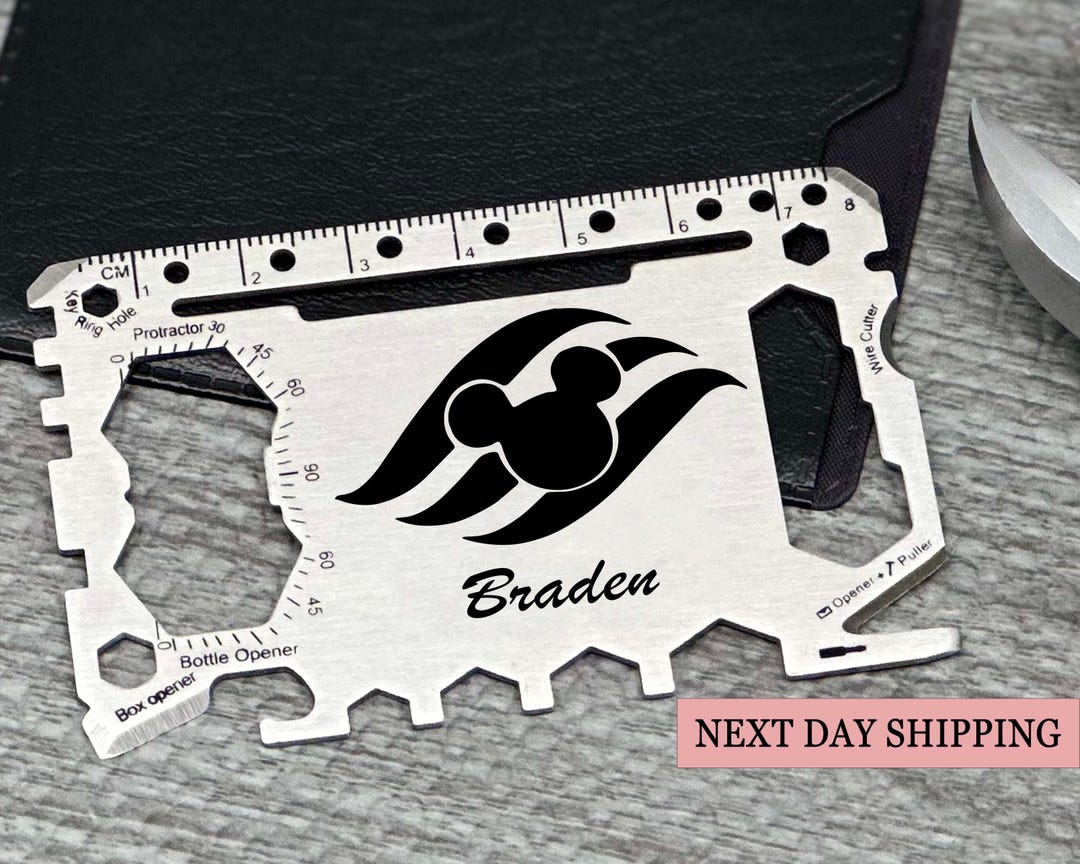 Personalized Mickey Mouse Multi-tool Card, Custom Engraved Wallet Tool ...