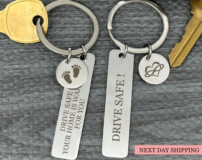 Drive Safe Customizable Rectangle Key Chain Anniversary Gift New Car ...