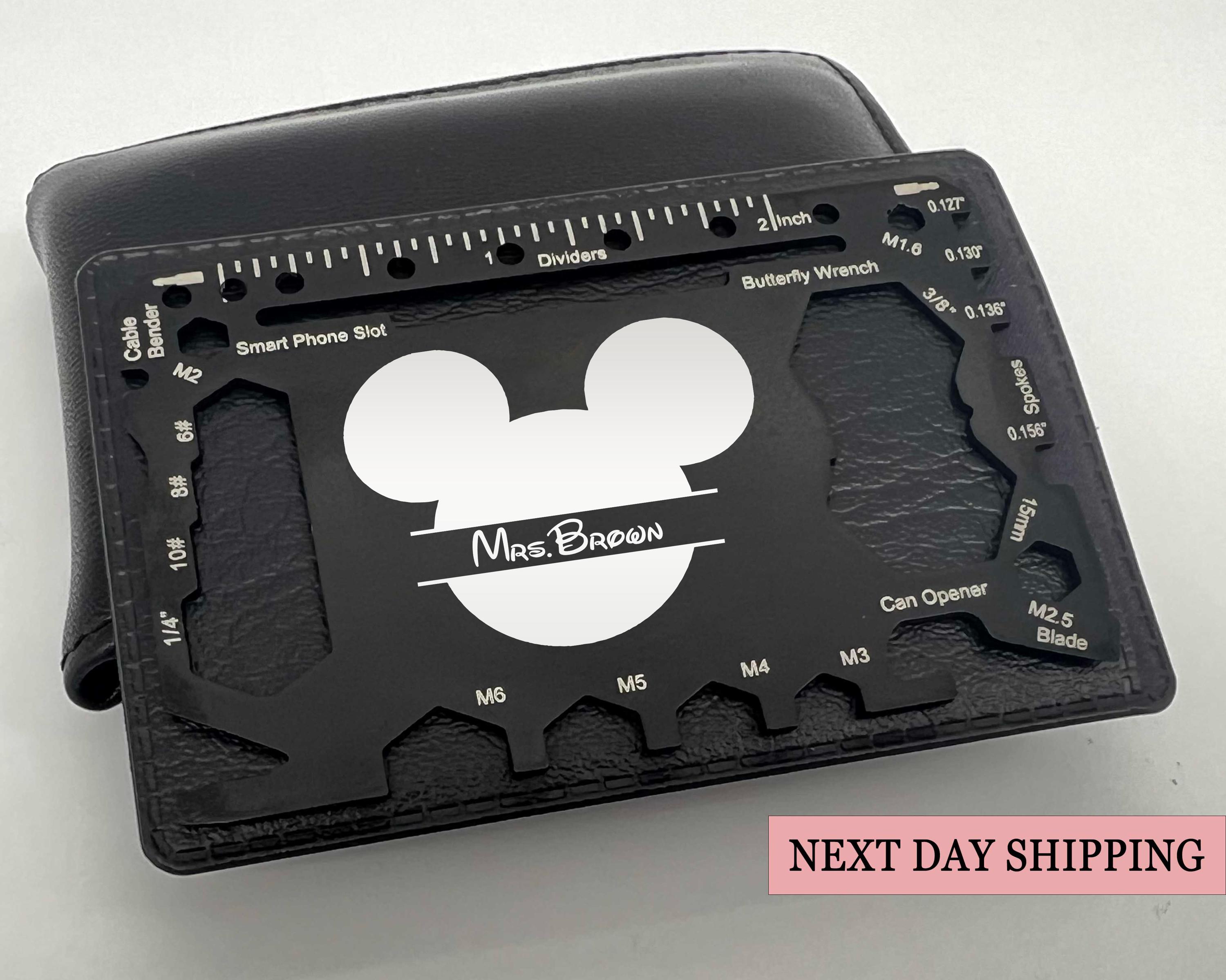 Custom Mickey Mouse Mini Multi-tool Card, Custom Engraved Wallet Tool ...