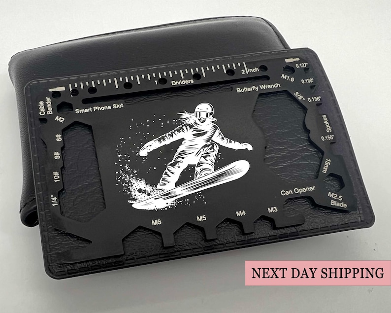 Snowboarder Multitool Card: 46-in-1 Wallet Tool - Etsy
