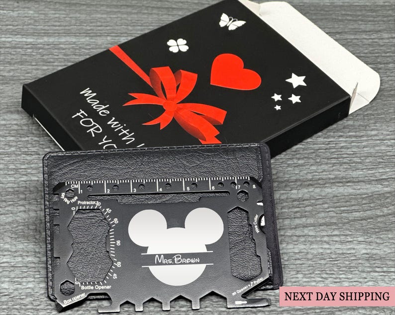 Custom Mickey Mouse Mini Multi-tool Card, Custom Engraved Wallet Tool ...