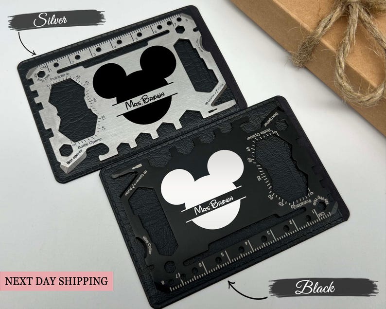 Custom Mickey Mouse Mini Multi-tool Card, Custom Engraved Wallet Tool ...