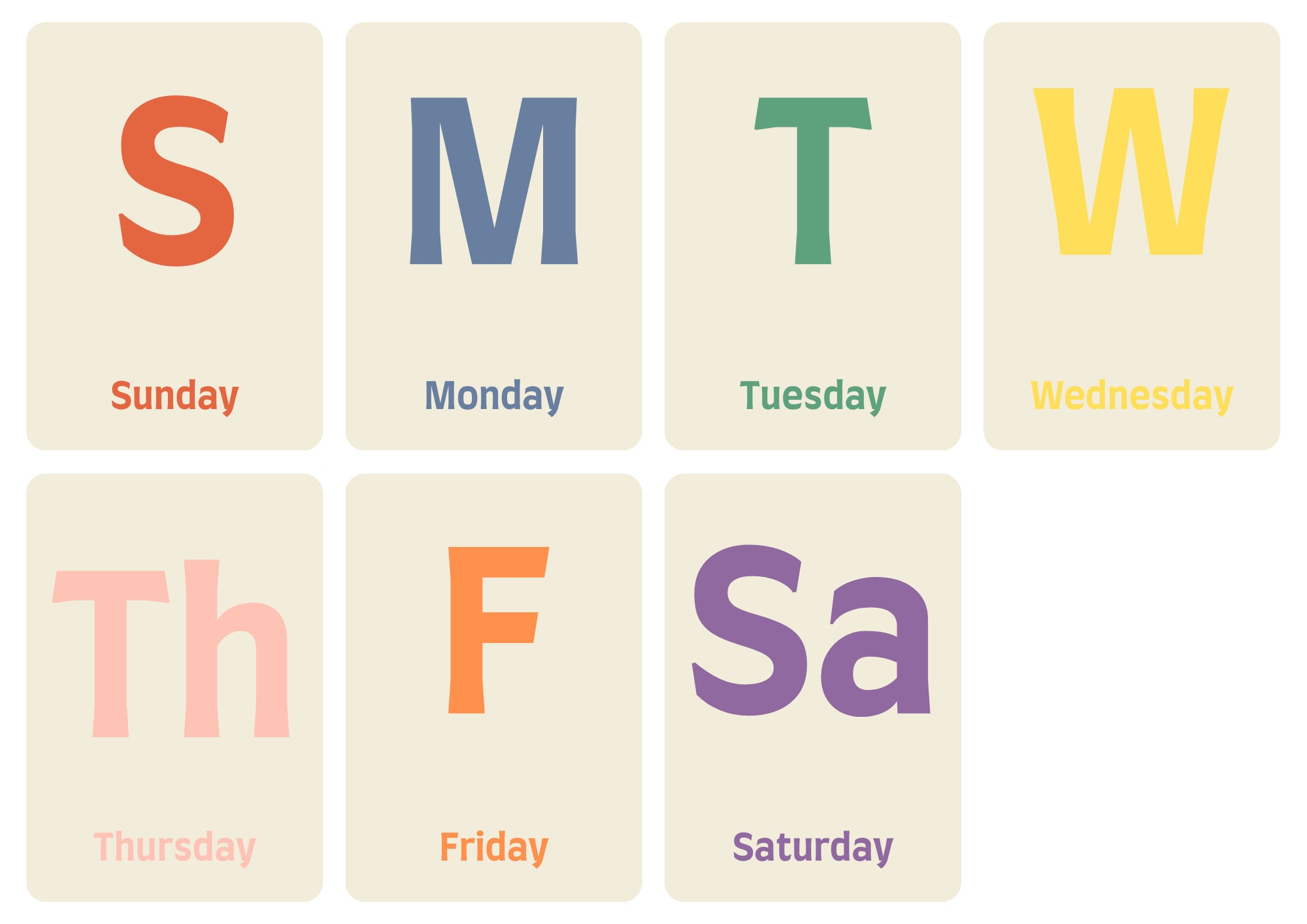 Printable Days of the Week Flashcards - Etsy