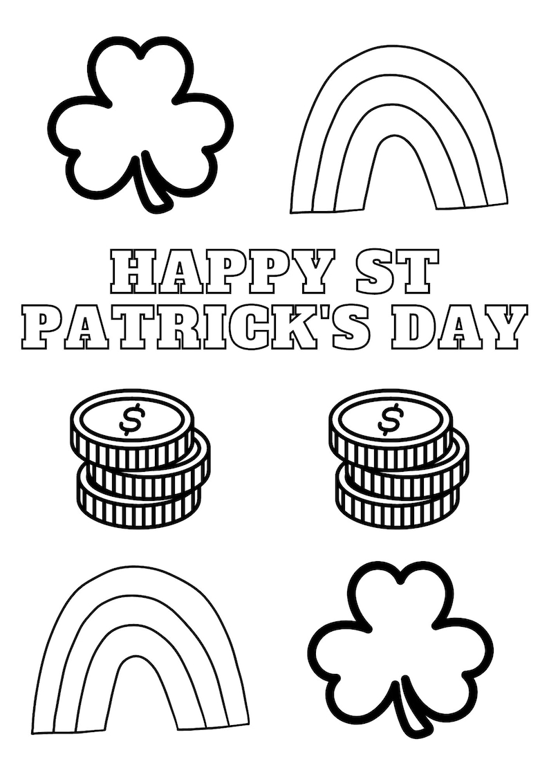 St. Patrick's Day Coloring Page - Color and Cut - Etsy